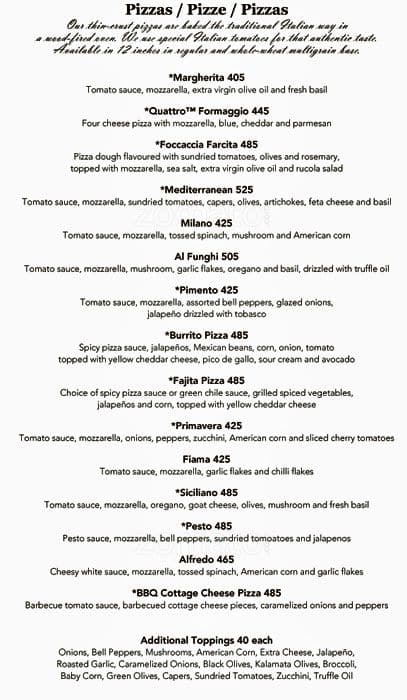 Menu at Quattro, Mumbai, Maker Chamber V