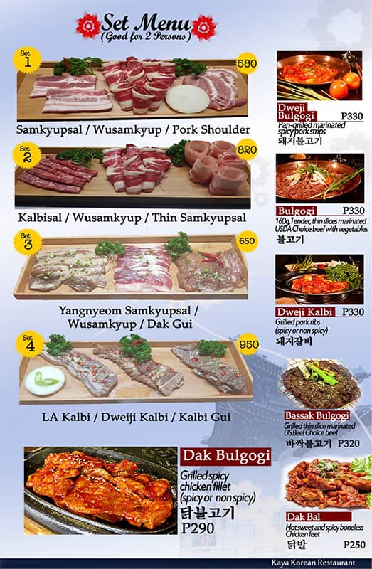 Menu at Kaya restaurant, Makati