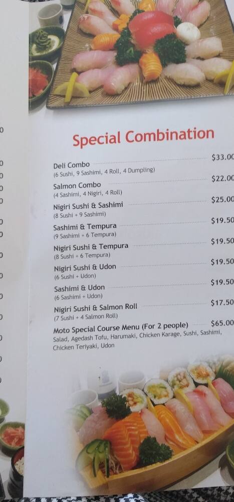 Menu at Moto Sushi Bar, Auckland