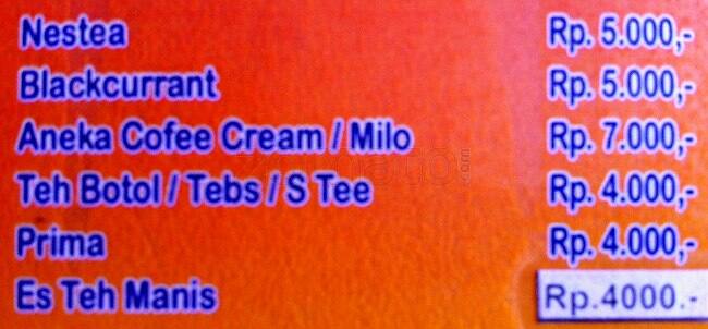 Menu at Nescafe Alegria, Tangerang