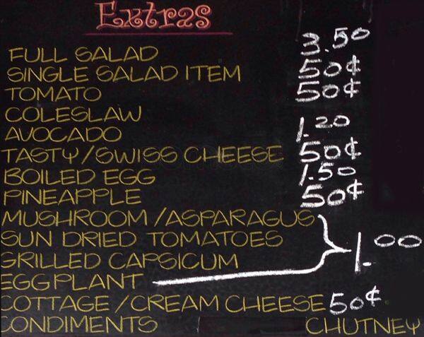 Menu at Argyle Bar, Millers Point