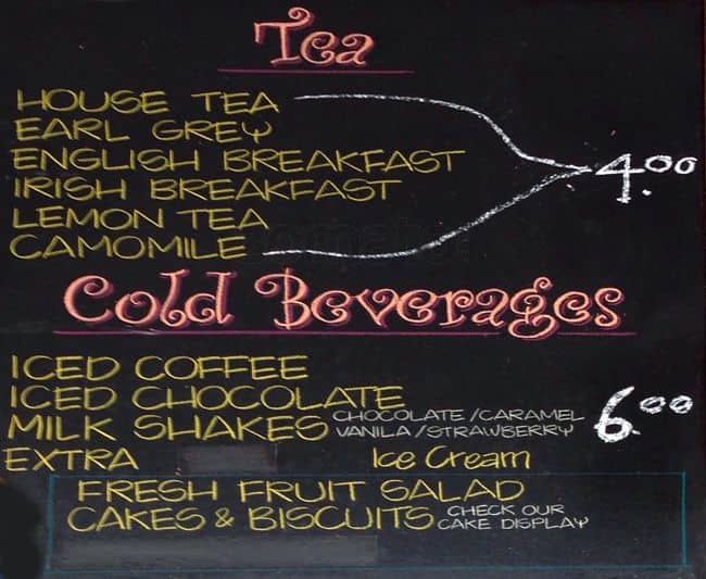 Menu at Argyle Bar, Millers Point