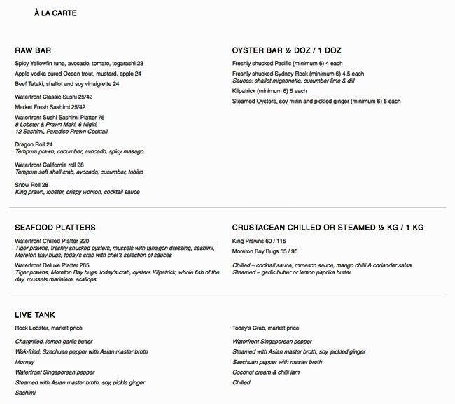 Waterfront Southgate Menu, Menu for Waterfront Southgate, Southbank ...