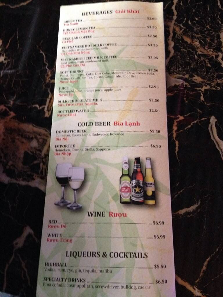 Menu at PhoXpress Riverbend restaurant, Edmonton, 436 Riverbend Square NW
