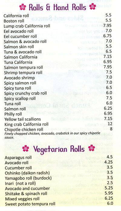 Menu at Sushi Planet restaurant, Philadelphia, 624 S 3rd St