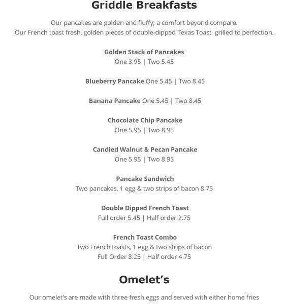 Menu at Owl Cafe, Albuquerque, 800 Eubank Blvd NE