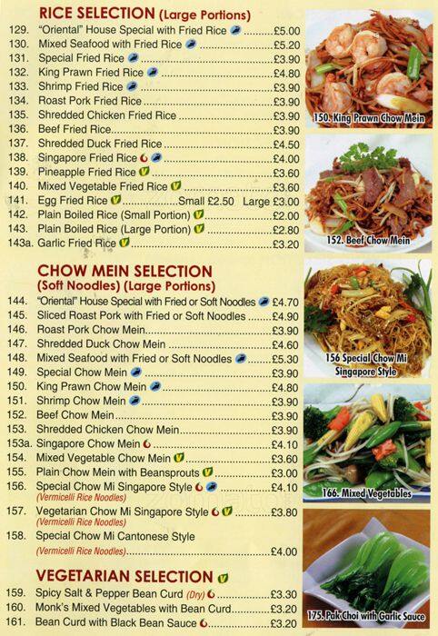 Menu at Oriental Chef fast food, London, 235 High Rd