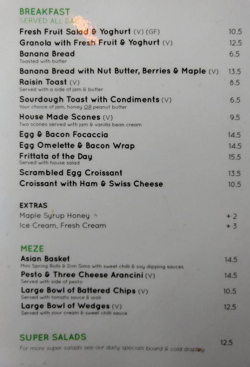 Menu at Chumanchu @ MGA Wheelers Hill cafe, Wheelers Hill