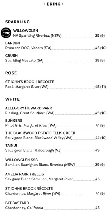 Menu at The Meating Ground restaurant, Fremantle