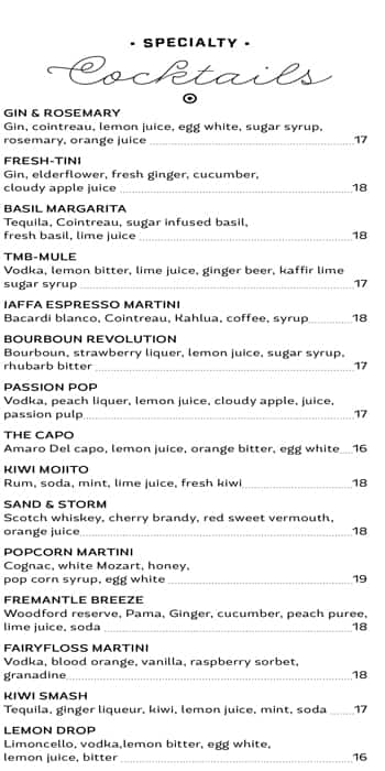 Menu at The Meating Ground restaurant, Fremantle