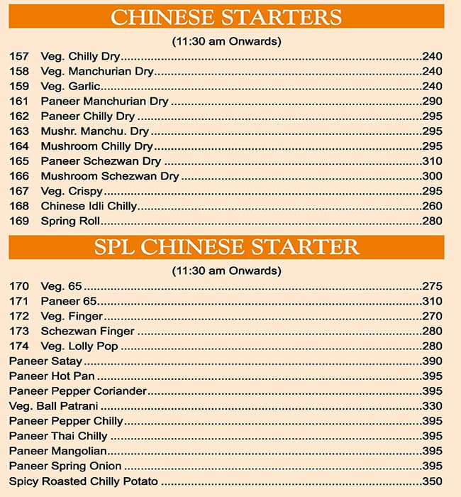 Menu of Achija, Juhu, Mumbai