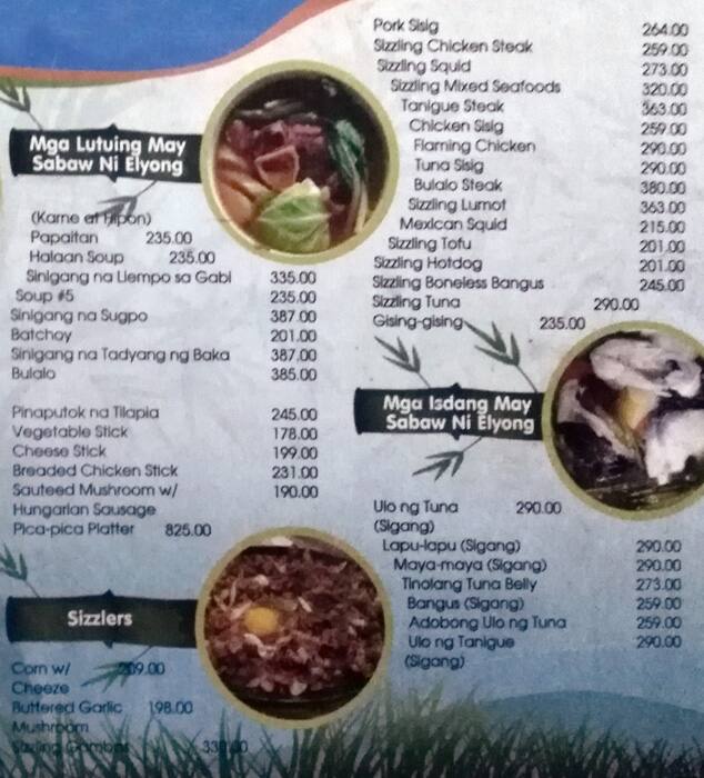 Menu at Elyong's Ihaw-Ihaw and Restaurant, Quezon City, 167 ...