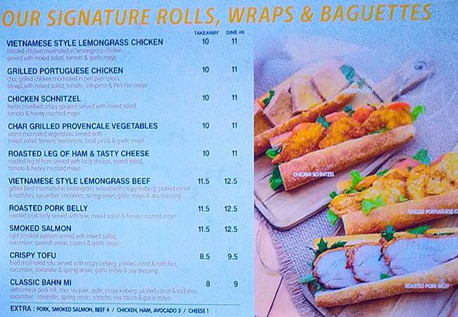 Menu at Taste Baguette cafe, Zetland, 2 Defries Ave