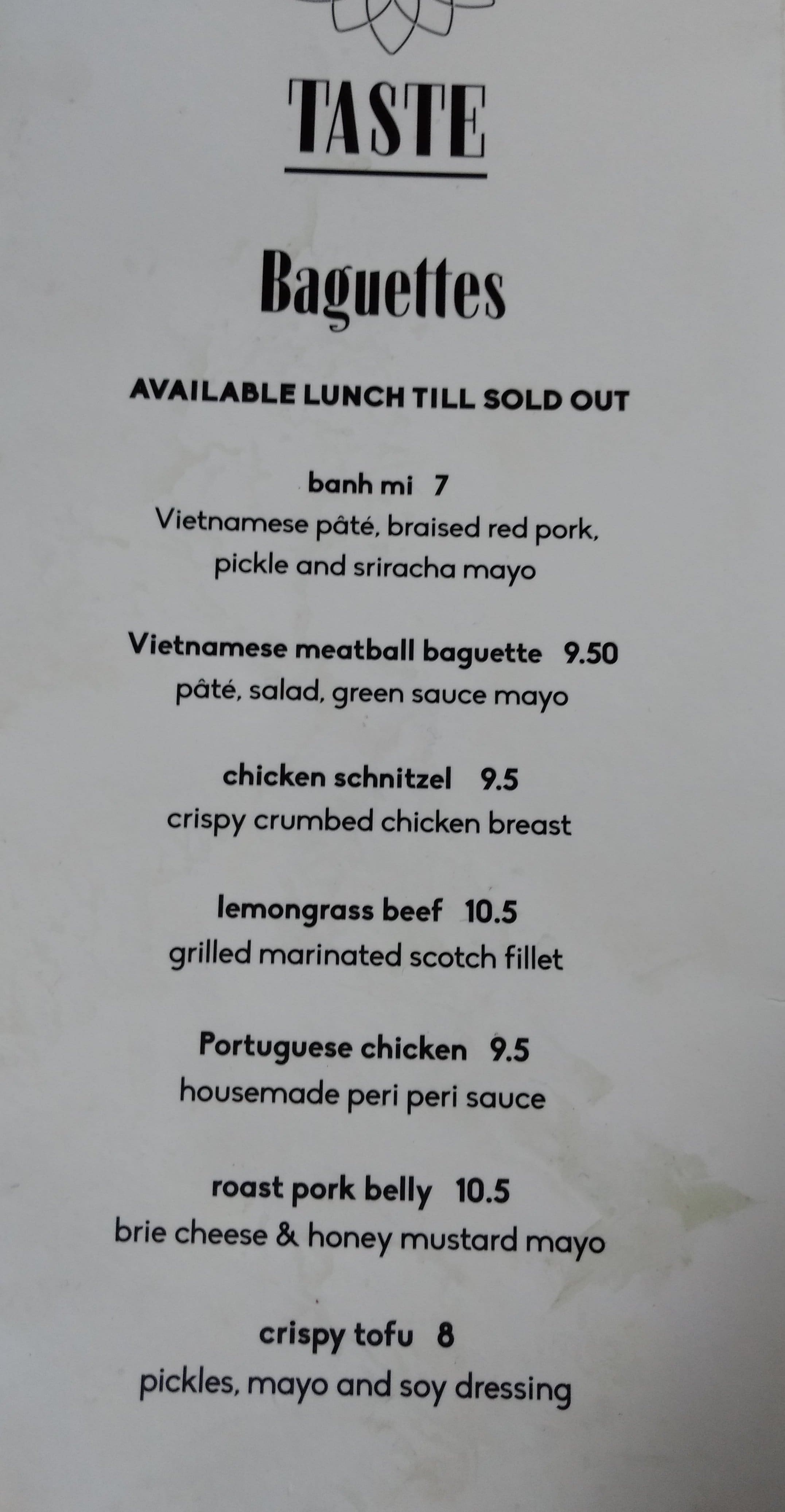 Taste Baguette Menu, Menu for Taste Baguette, Darlington, Sydney ...