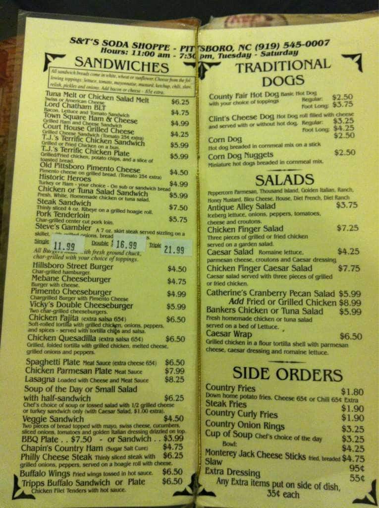 S&T's Soda Shoppe Menu - Urbanspoon/Zomato