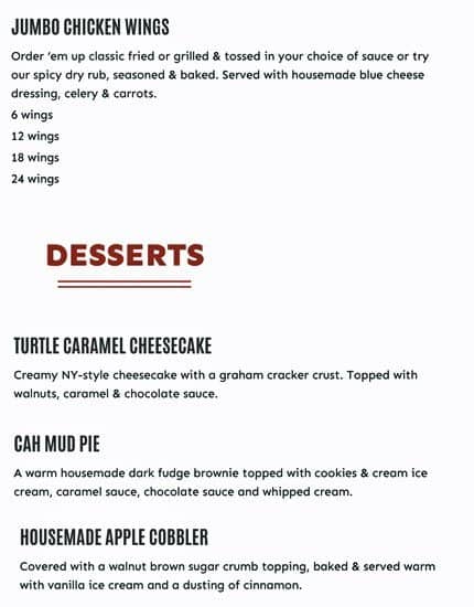 Menu at Carolina Ale House pub & bar, Charlotte, 201 S College St #010