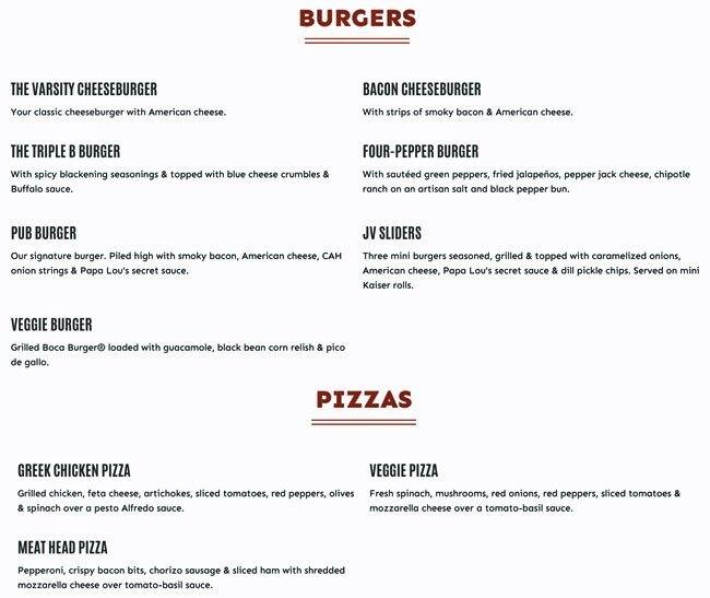 Menu at Carolina Ale House pub & bar, Charlotte, 201 S College St #010