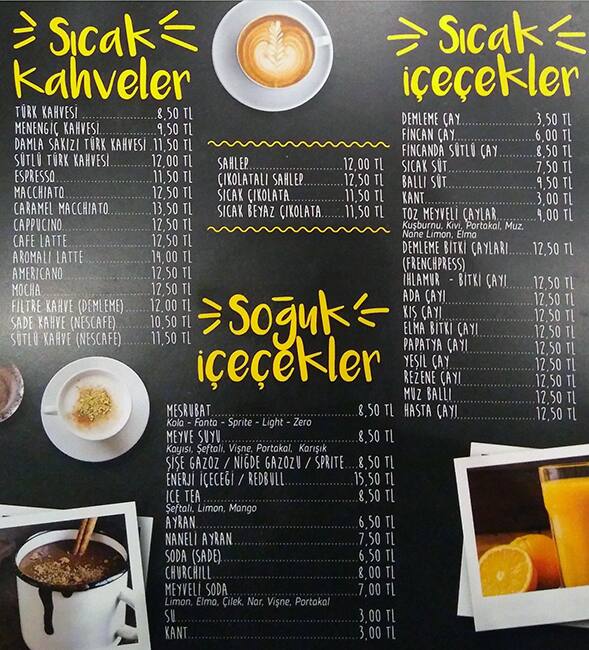 Menu at Şehr-I Destan Cafe & Nargile, Istanbul