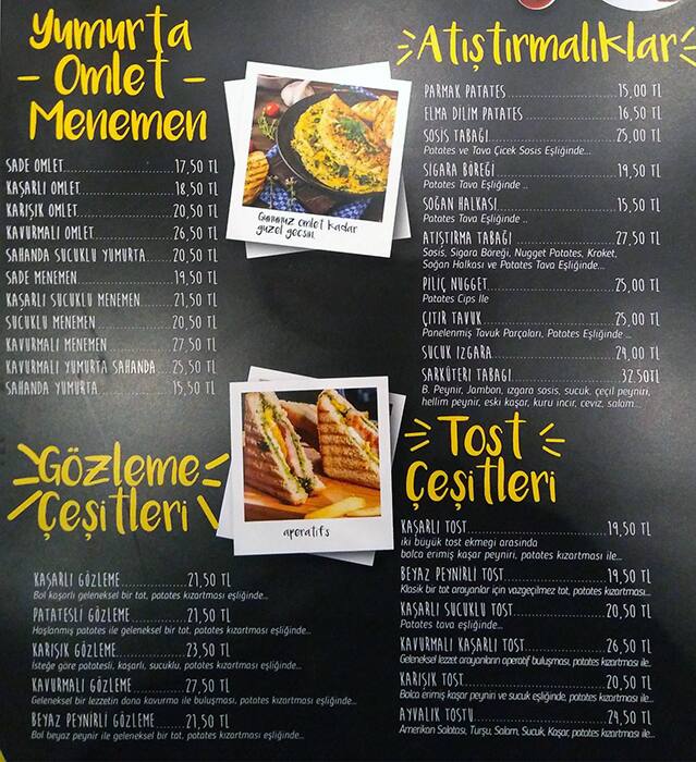 Menu at Şehr-I Destan Cafe & Nargile, Istanbul