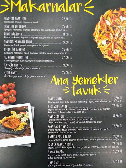 Menu at Şehr-I Destan Cafe & Nargile, Istanbul