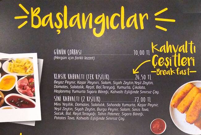 Menu at Şehr-I Destan Cafe & Nargile, Istanbul