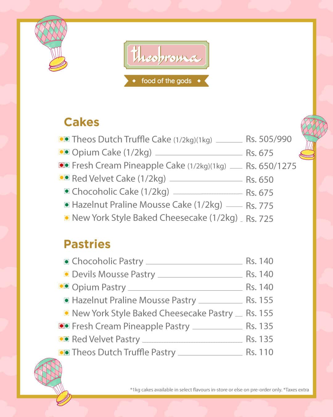 Menu of Theobroma, Balewadi, Pune