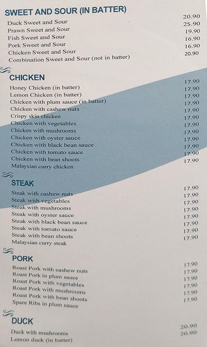 Menu at Riverview restaurant, Yarra Junction
