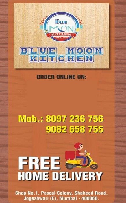 Menu of Blue Moon Kitchen, Jogeshwari, Mumbai