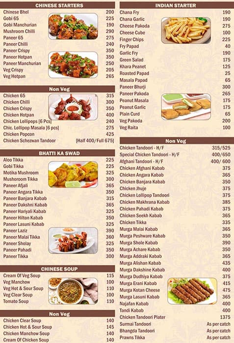 Menu of Hotel Shiv Malhar, Sus, Pune