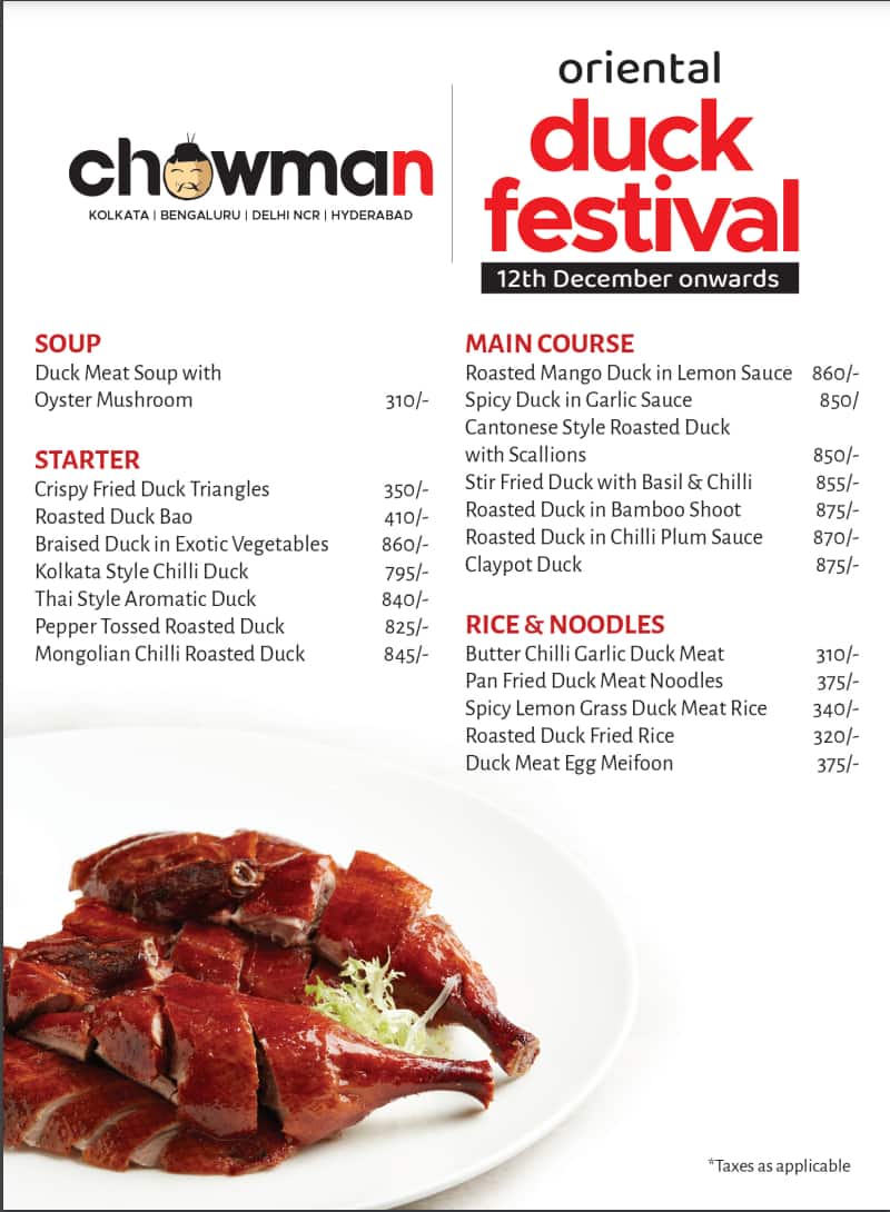 Menu of Chowman, Garia, Kolkata