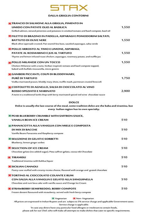 Menu at STAX Bar - Hyatt Regency Mumbai, Mumbai