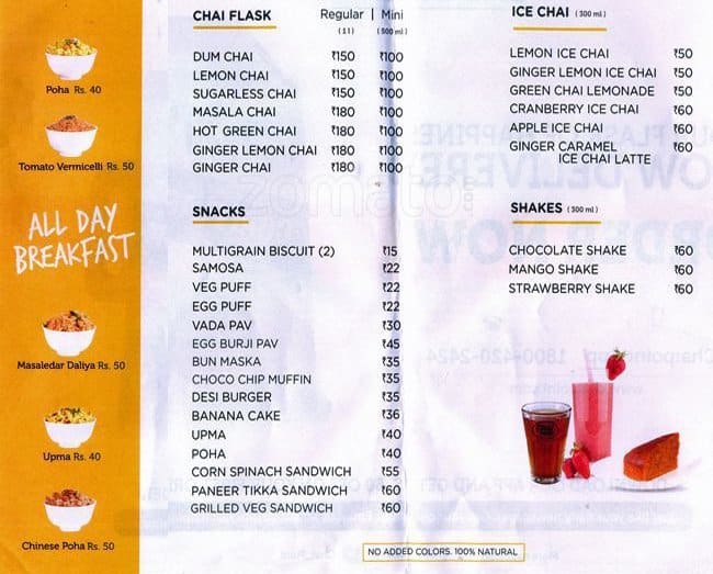 Chai Point Menu, Menu for Chai Point, Jayanagar, Bangalore - Zomato