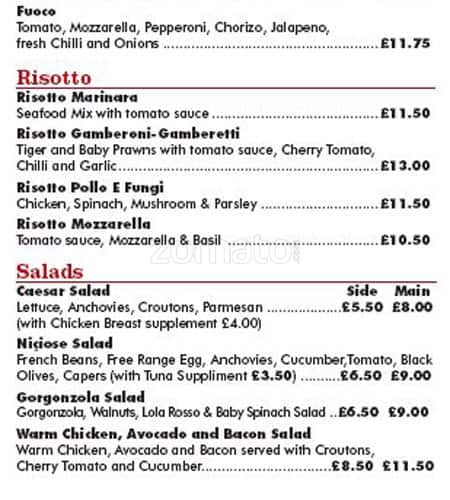 Menu at Rosso restaurant, Woodford, 1 The Broadway