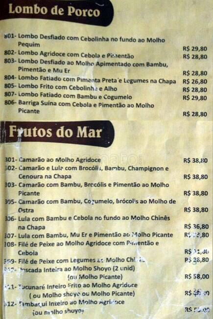 Menu at Palace Long Fu restaurant, Brasília, Asa Sul Comércio Local Sul ...