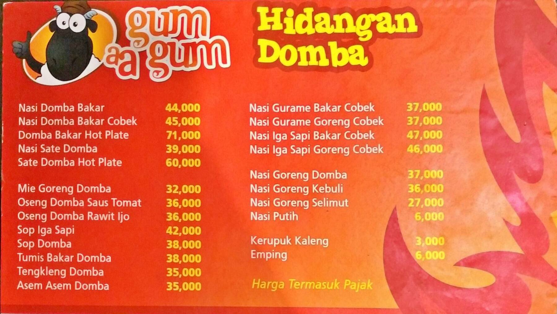 Menu at AA Gum Gum, Tangerang, Tangerang City Mall