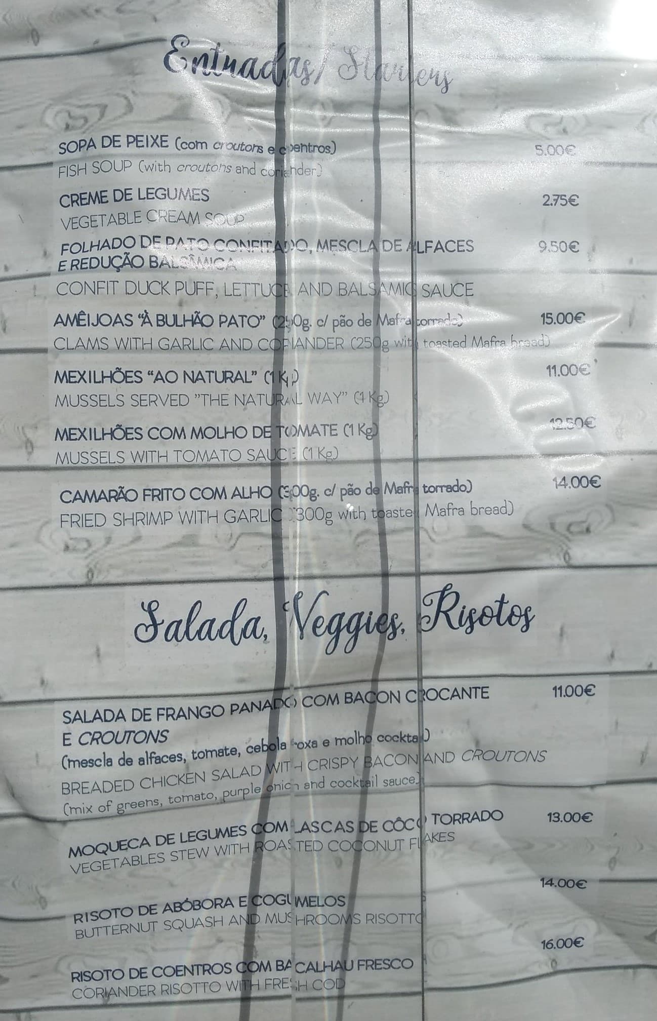 Menu em Golfinho Azul restaurante, Encarnação