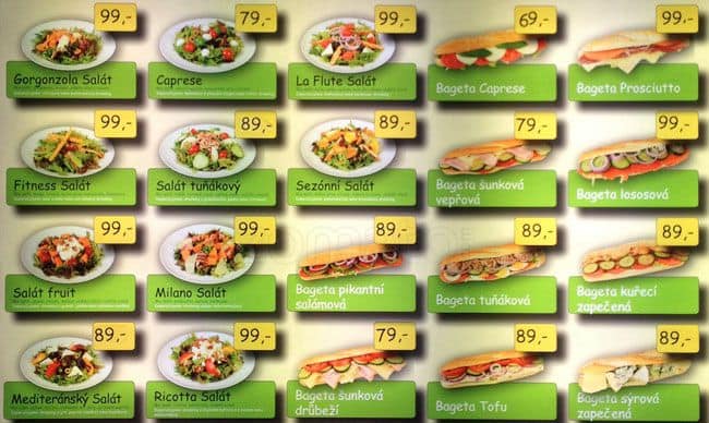 Menu at La Flute & Sultan Kebab restaurant, Prague, Lodžská 850/6