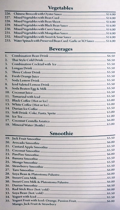 Menu at Co Do restaurant, Sunshine