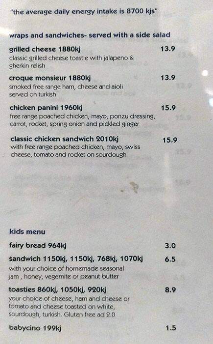Menu at Three Beans Chatswood Chase cafe, Chatswood