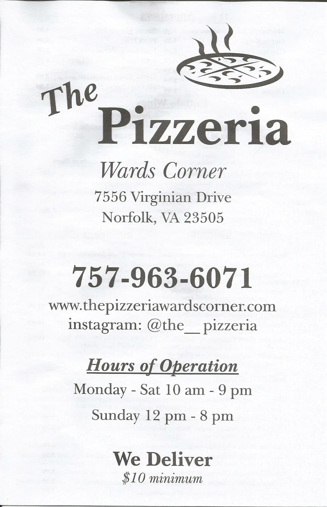 The Pizzeria Menu, Menu for The Pizzeria, Central Norfolk, Hampton ...