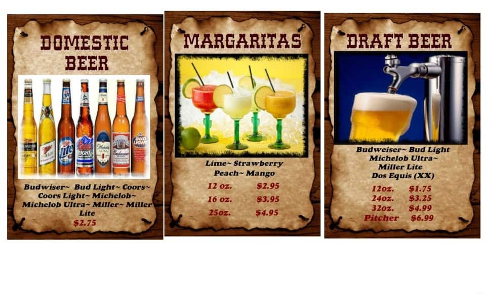 Menu at Los Rodeos Mexican Restaurant, Mount Sterling