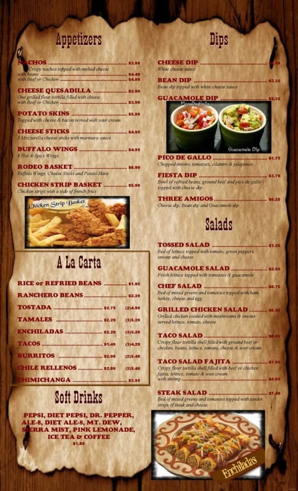 Menu at Los Rodeos Mexican Restaurant, Mount Sterling