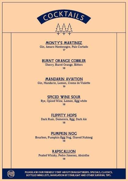 Menu at Pink Moon Saloon - Bar and Cocktails, Adelaide