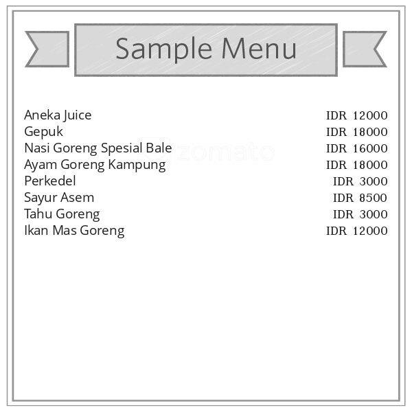 Menu at Bale Sunda restaurant, Bandung