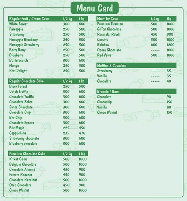 Menu of Cake Corner, Kalamboli, Navi Mumbai