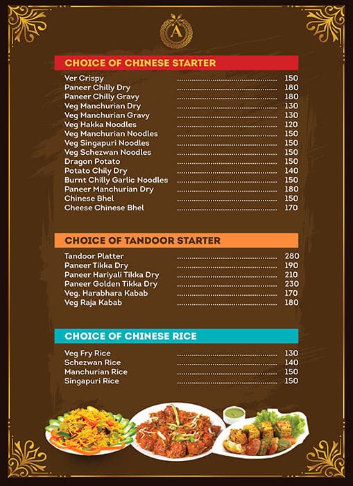 Menu at Aangan Restaurant, Ahmedabad