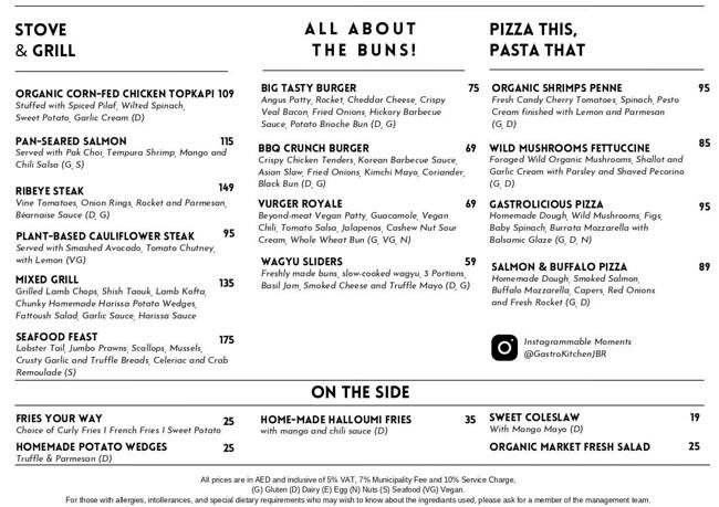 Menu at Gastro Kitchen pub & bar, Dubai