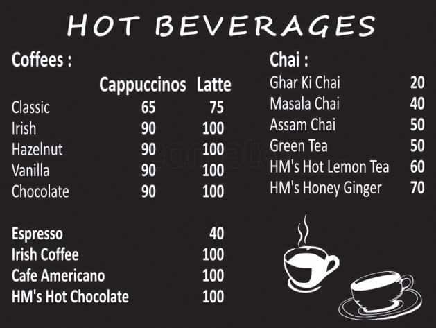 Menu at Hugs With Mugs, New Delhi