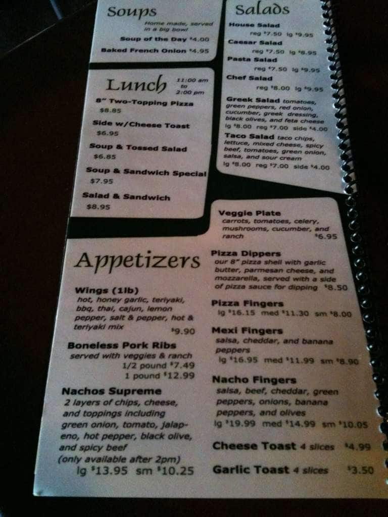 Menu at Backstreet WEST Pub & Pizza, Lethbridge, 407 Laval Blvd W