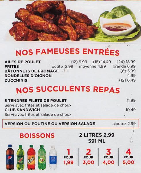 Menu au Pizza La Différence (Masson-Angers) pizzeria, Gatineau, Rue de ...